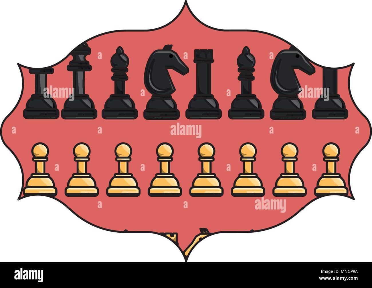 arabic frame with chess pieces design over white background, vector ...