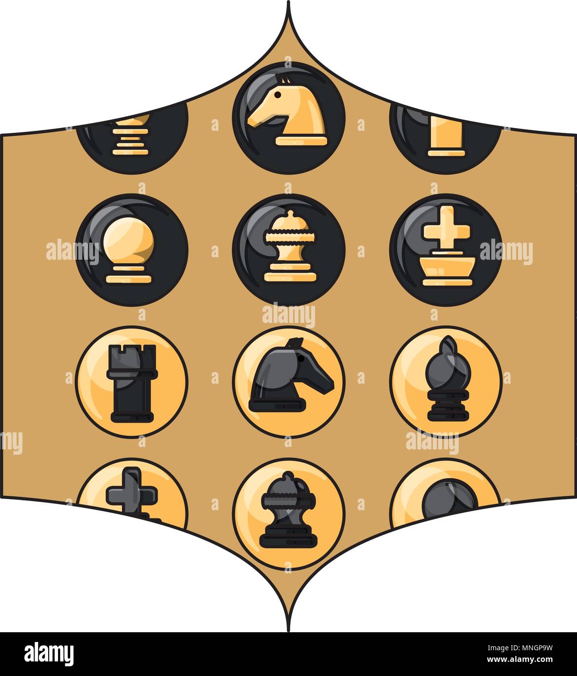 decorative frame with chess pieces design over white background, vector ...