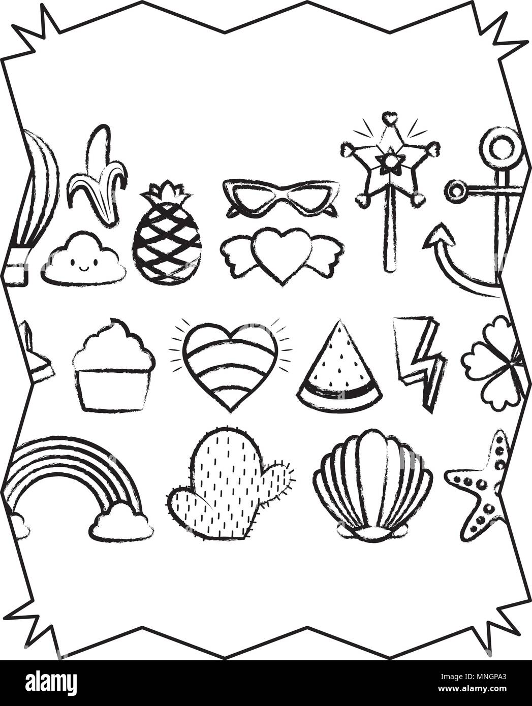 Cactus And Cute Related Icons Pattern Over White Background Vector