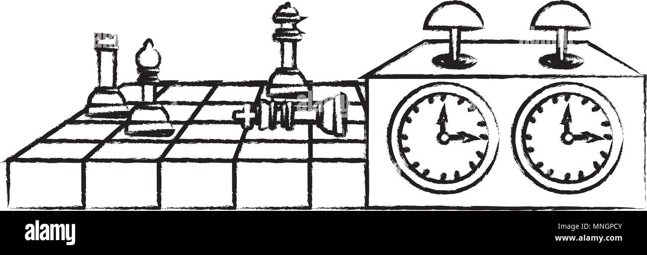 chessboard and clock over white background, vector illustration Stock ...