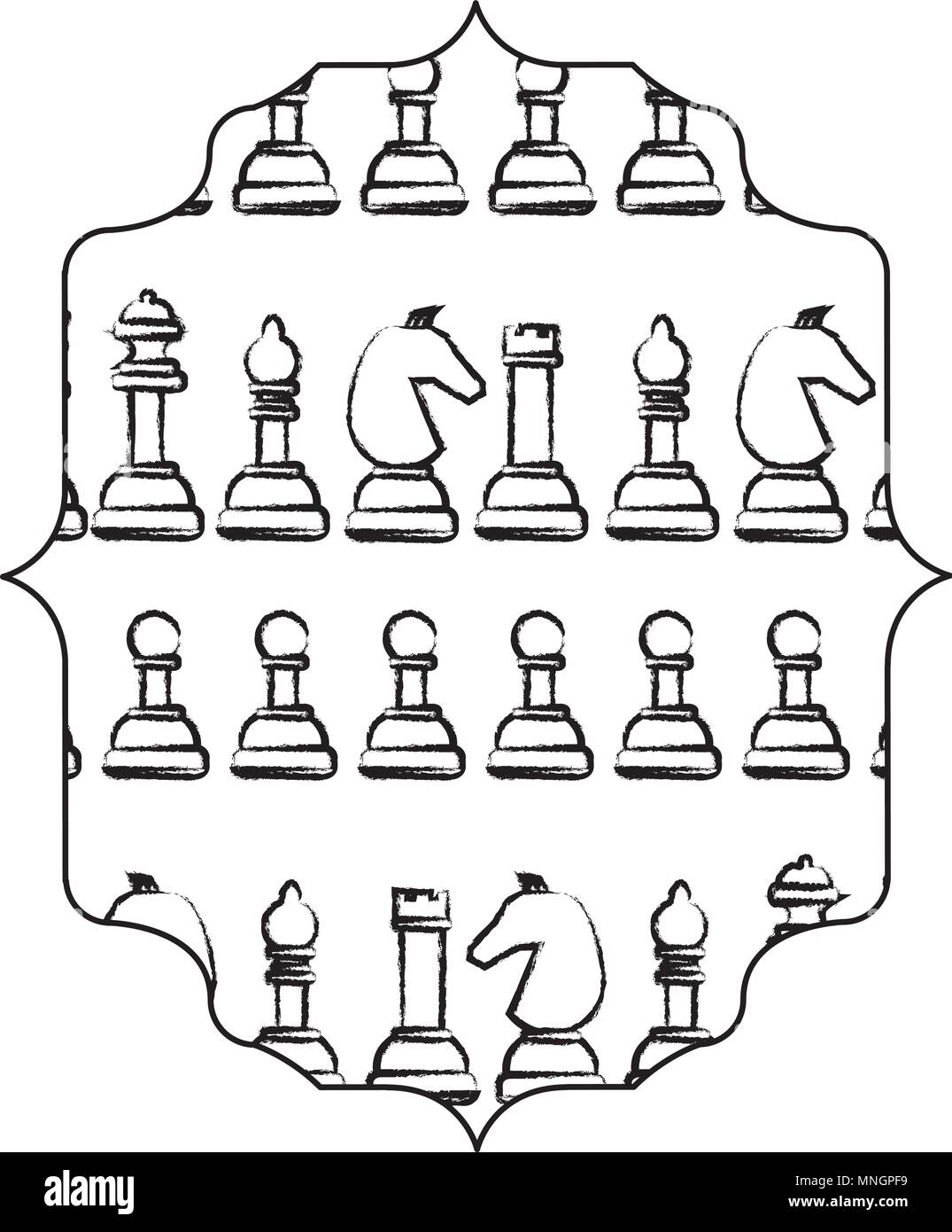 arabic frame with chess pieces design over white background, vector ...