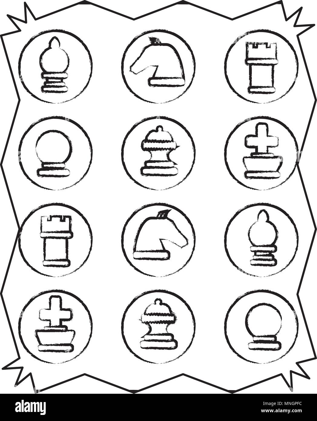 abstract frame with chess pieces design over white background, vector ...