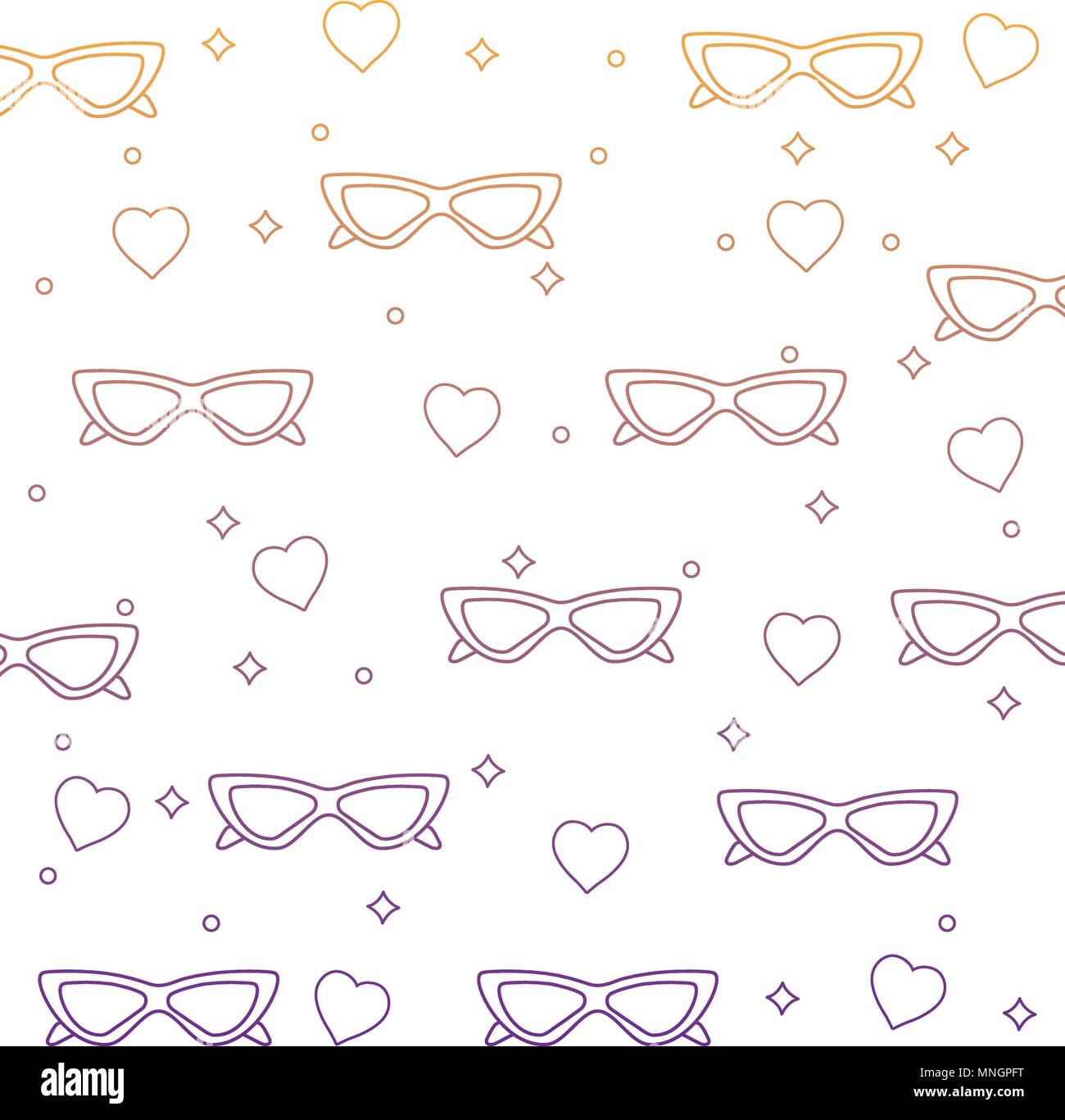 background of sunglasses and hearts pattern, vector illustration Stock ...
