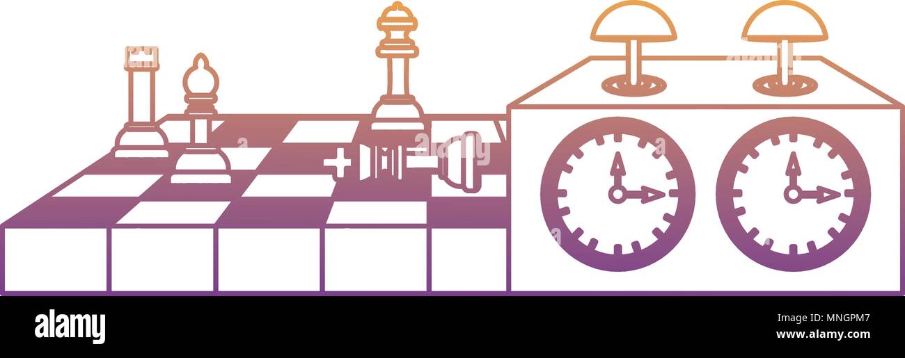 chessboard and clock over white background, vector illustration Stock ...