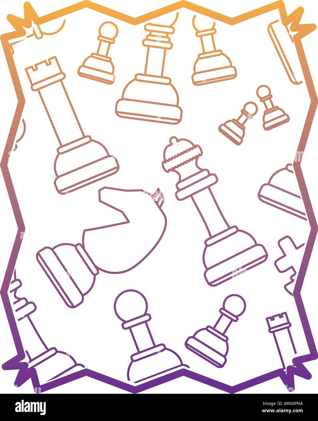 abstract frame with chess pieces design over white background, vector ...