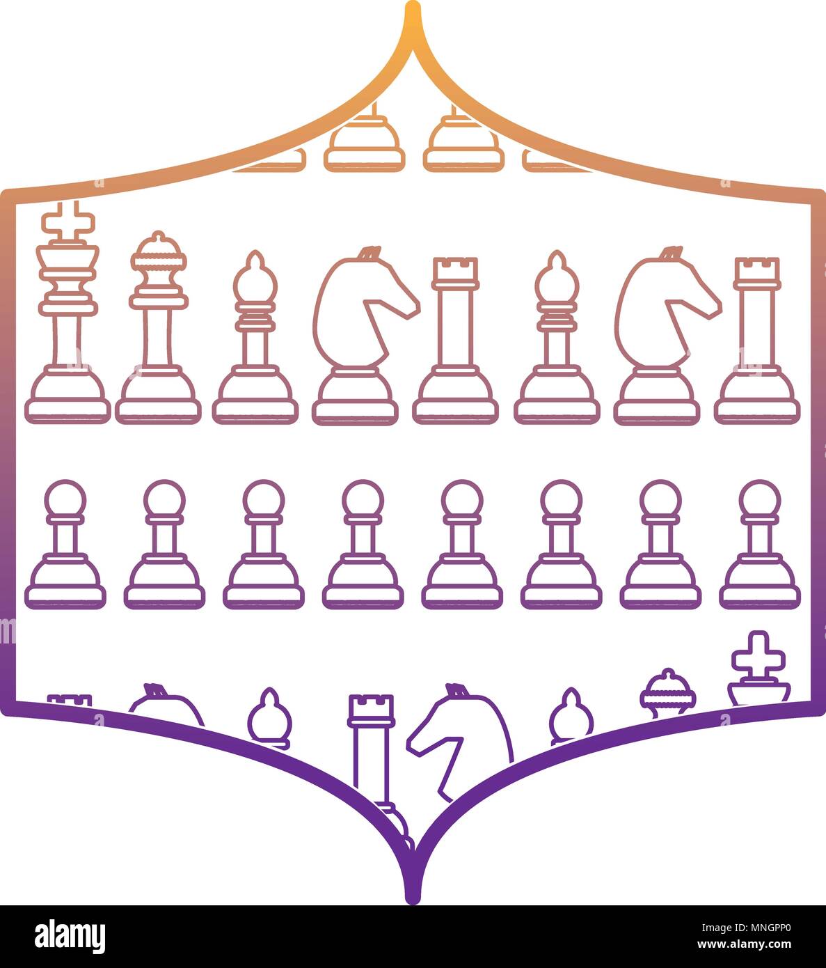 decorative frame with chess pieces pattern over white background ...