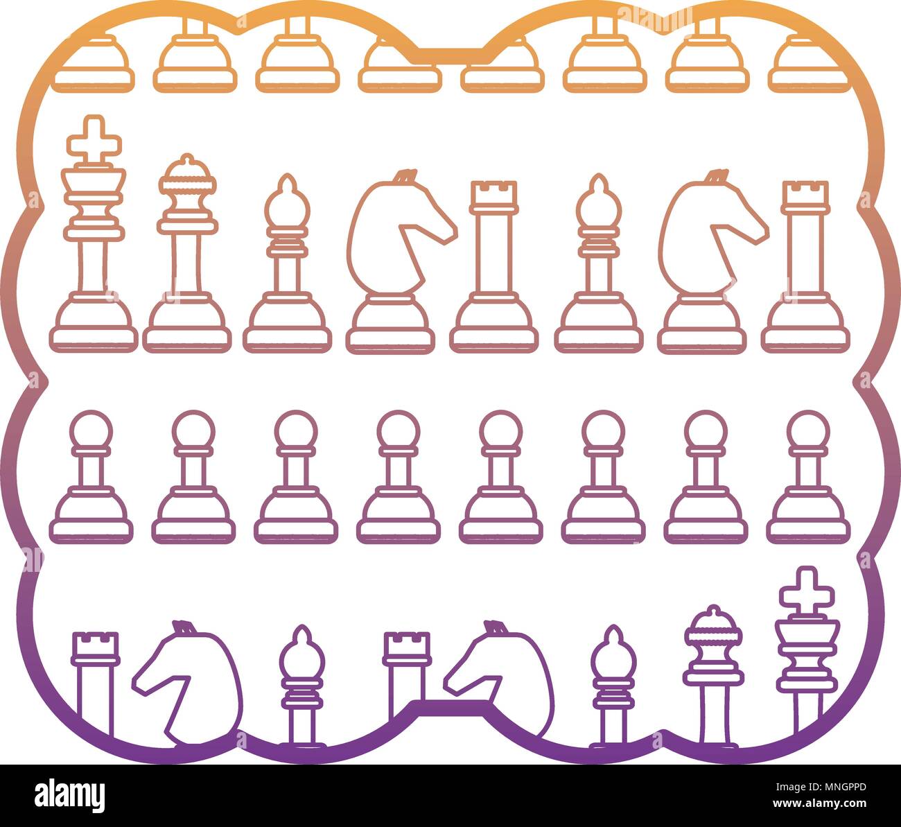 decorative frame with chess pieces pattern over white background ...