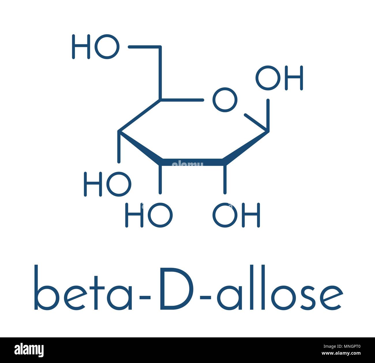 Allose (beta-D-allopyranose form) sugar molecule. Skeletal formula ...