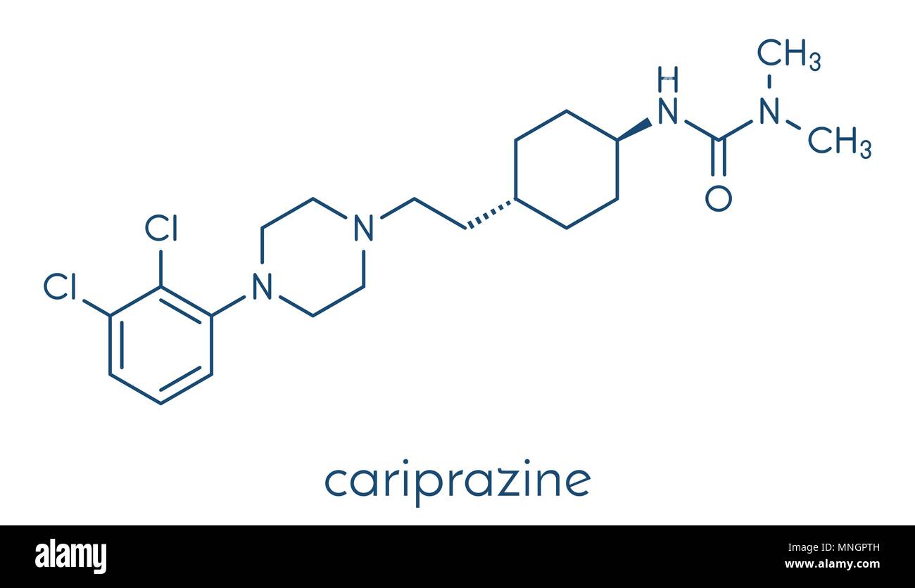 Cariprazine antipsychotic drug molecule. Skeletal formula Stock Vector ...