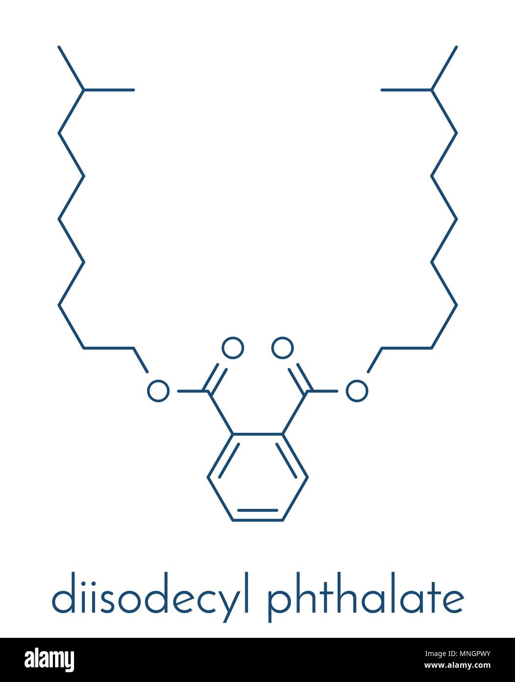 Diisodecyl phthalate (DIDP) plasticizer molecule. Skeletal formula ...