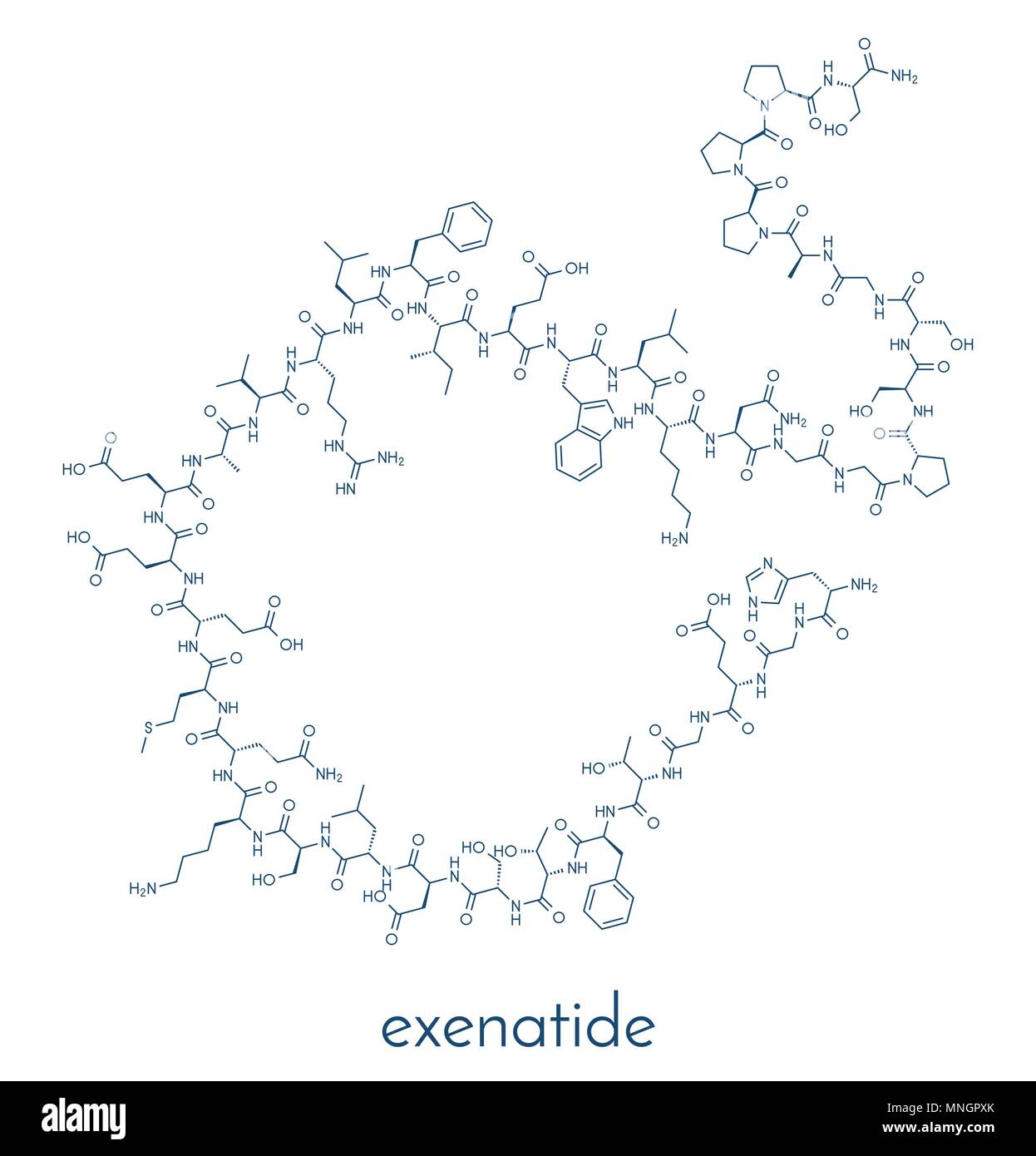 Exenatide diabetes drug molecule. Skeletal formula Stock Vector Image ...