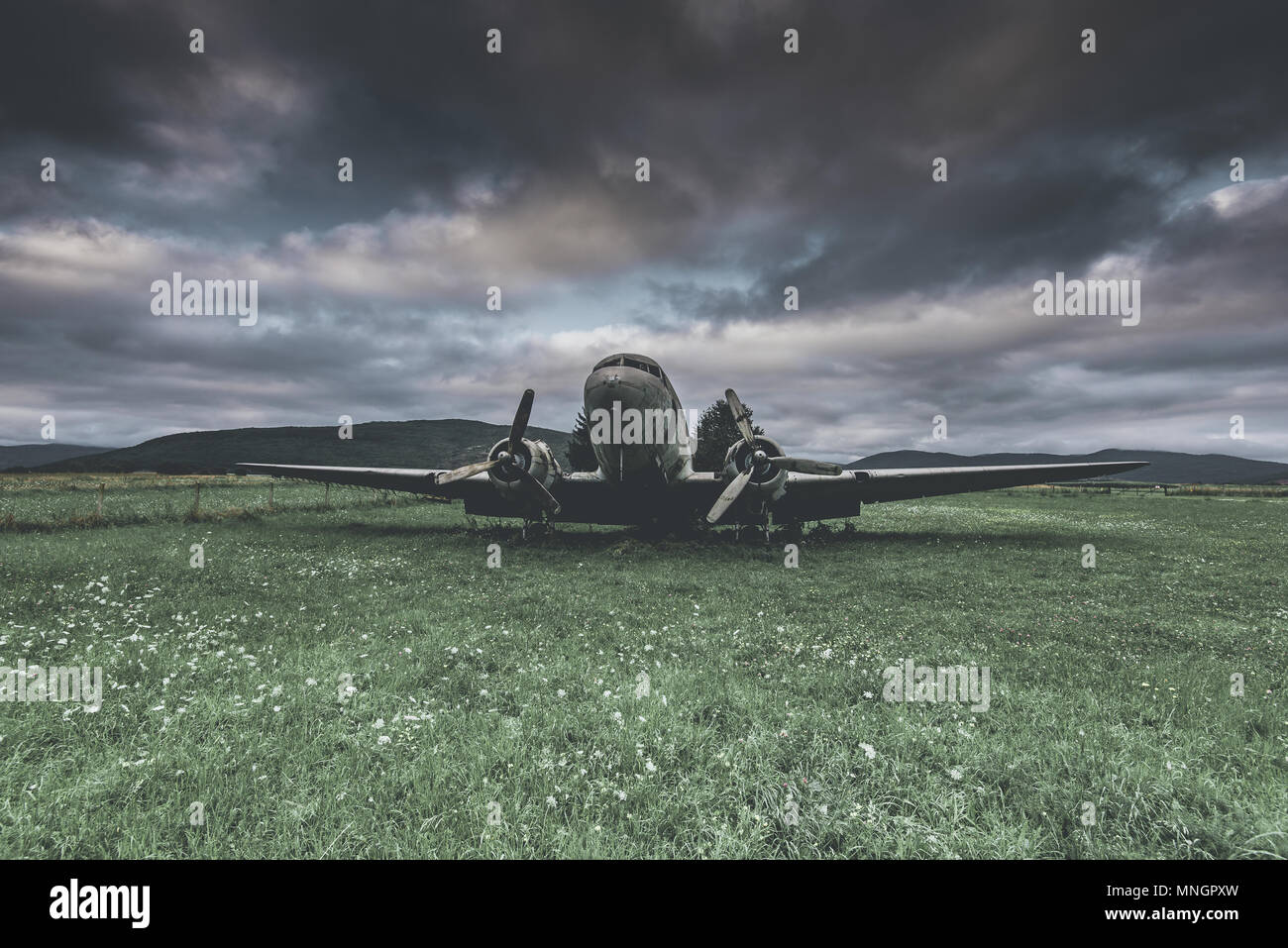 Plane in a field hi-res stock photography and images - Alamy