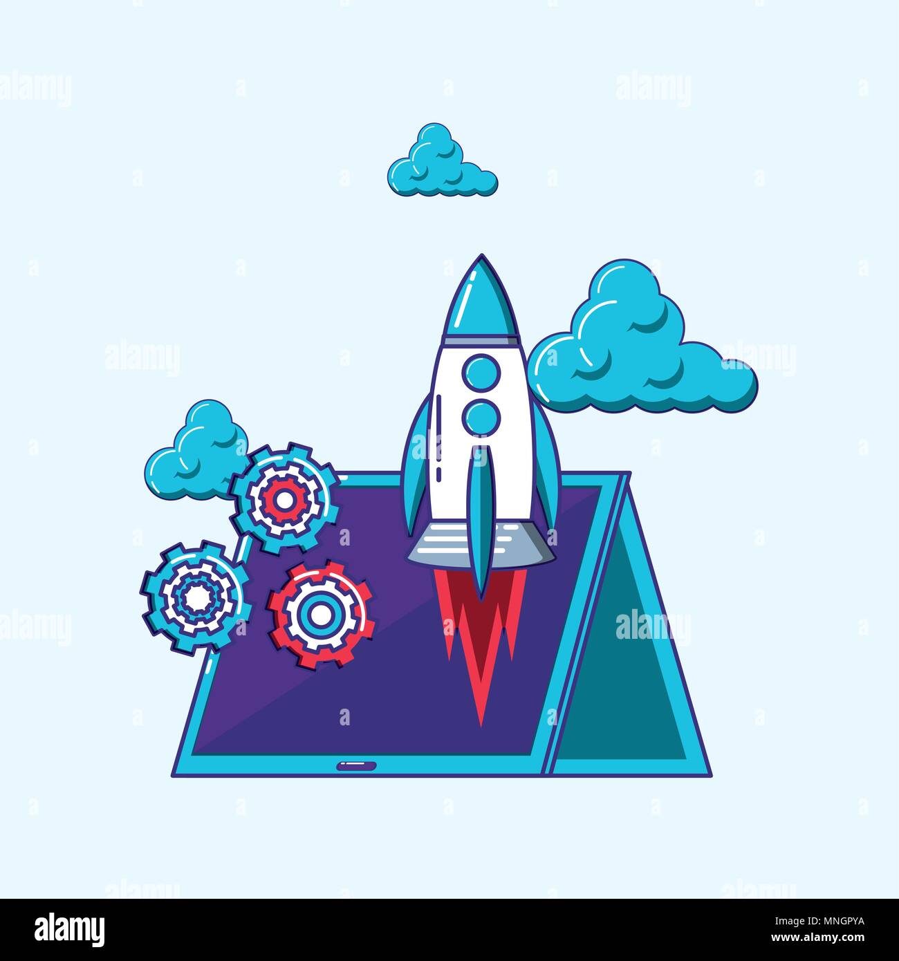 rocket over background, colorful design. vector illustration Stock ...