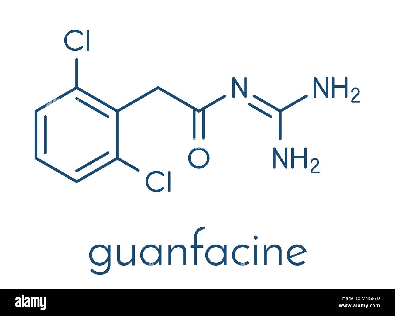 Guanfacine ADHD drug molecule. Skeletal formula Stock Vector Image ...