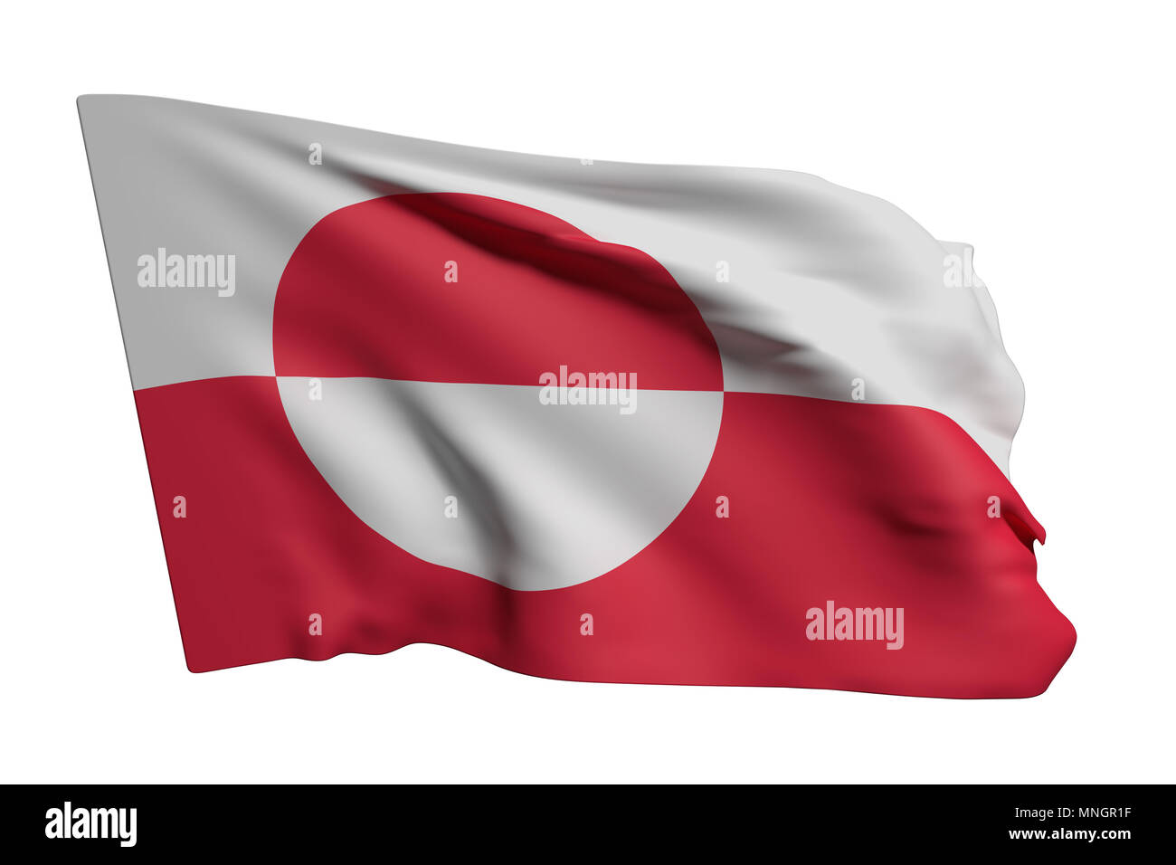 3d rendering of Greenland flag waving on white background Stock Photo ...