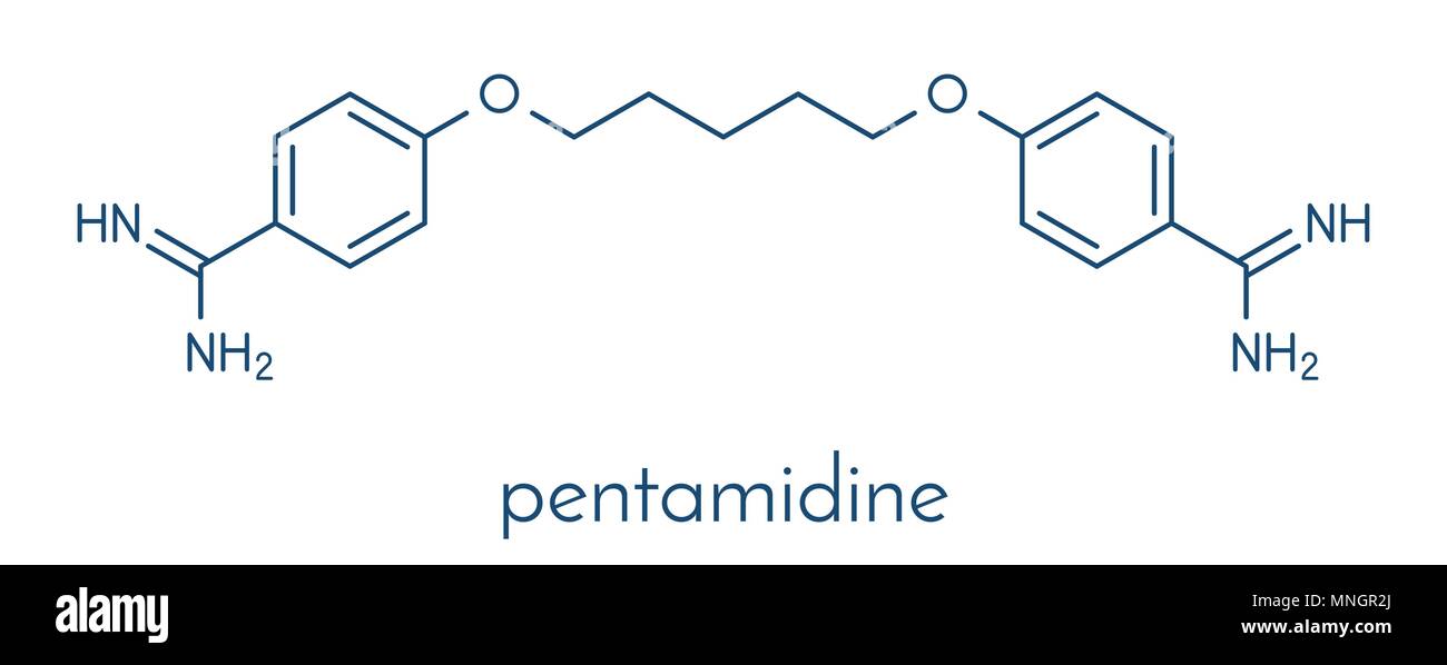 Pentamidine antimicrobial drug molecule. Used in treatment of ...