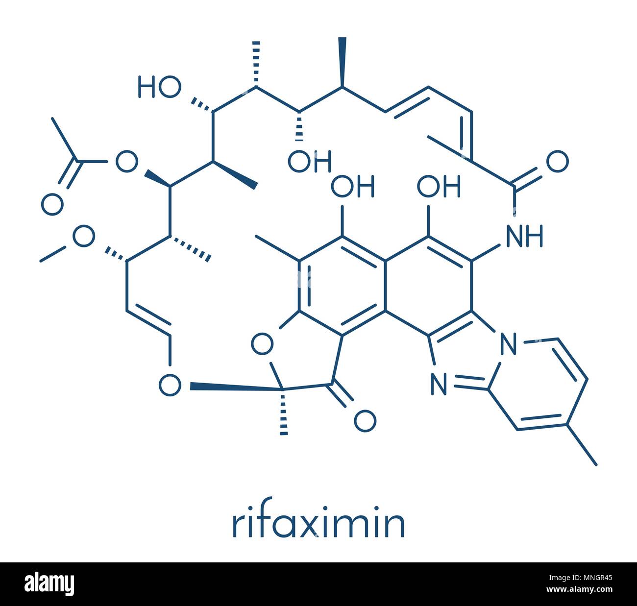 Rifaximin antibiotic drug molecule. Skeletal formula Stock Vector Image ...