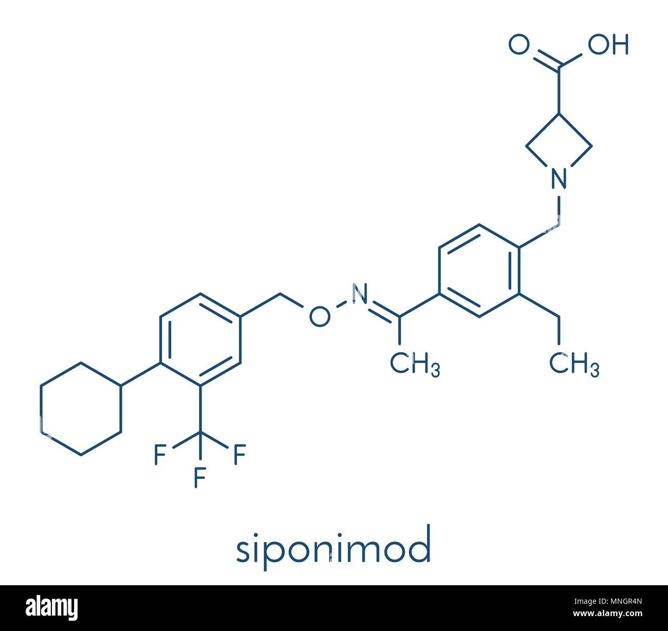 Siponimod anti-inflammatory drug molecule (S1PR1 modulator). Skeletal ...