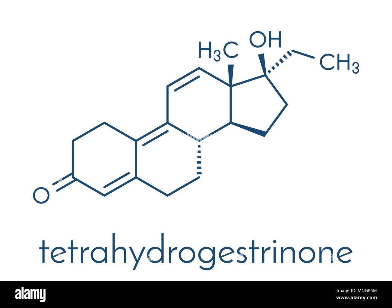 Tetrahydrogestrinone (THG) anabolic steroid molecule. Skeletal formula ...