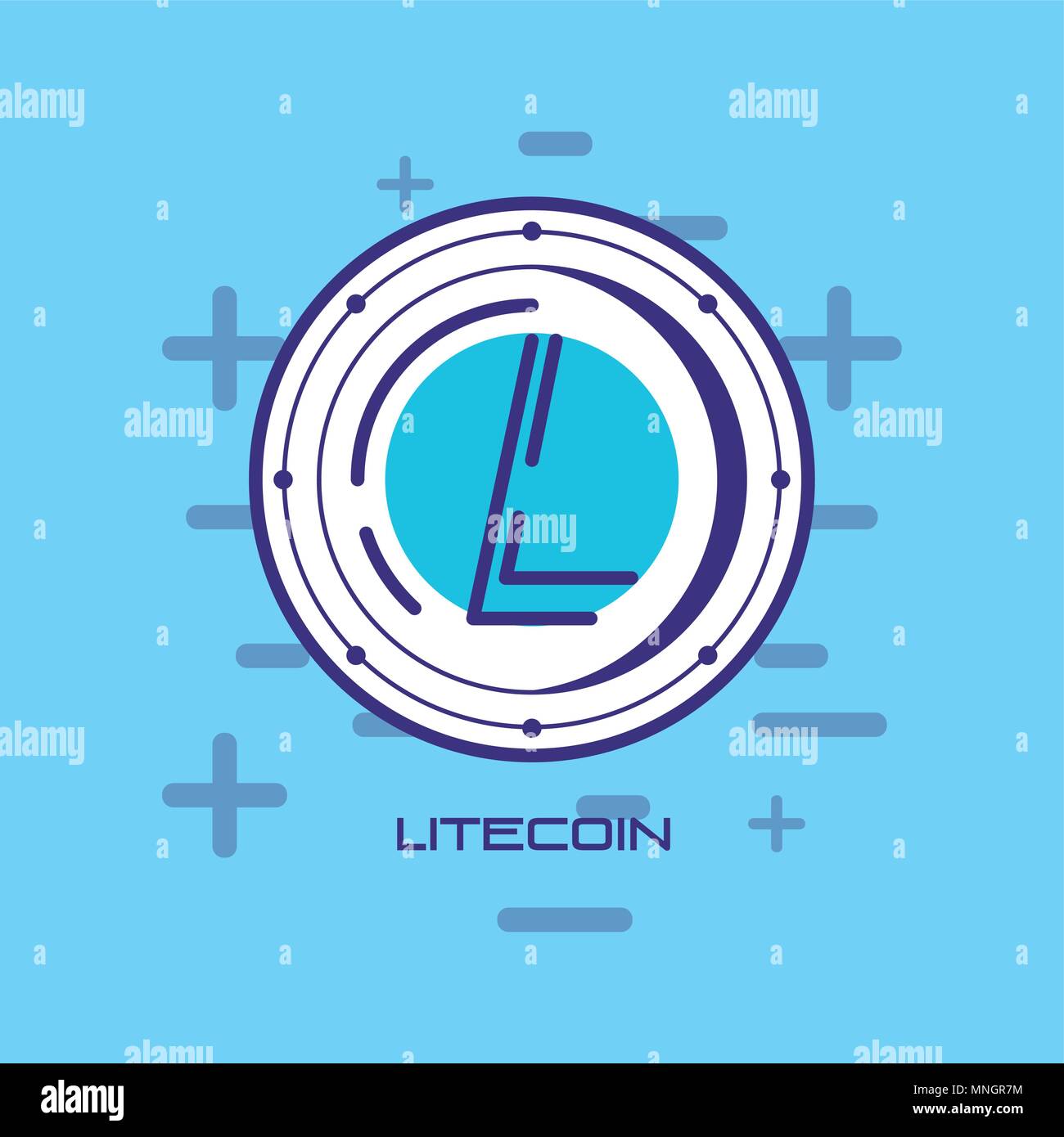 litecoin coin icon over blue background, colorful line design. vector ...