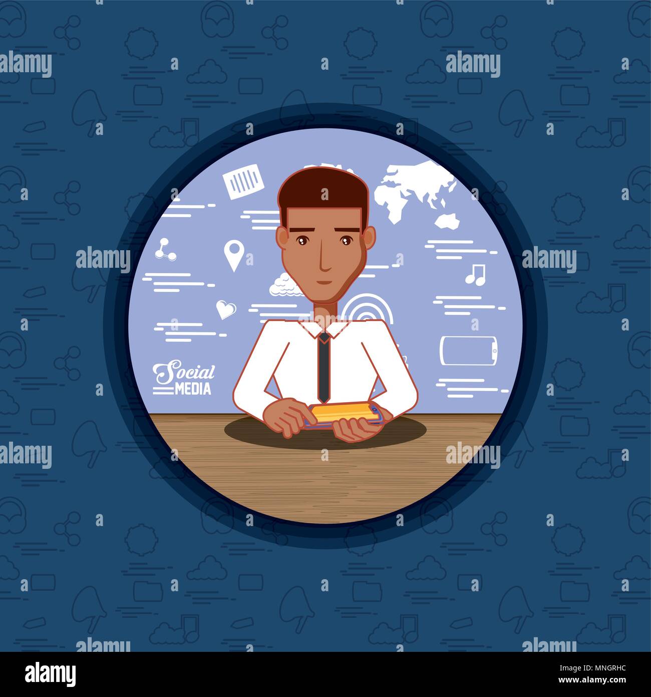 cartoon businessman over blue background, colorful design. vector ...