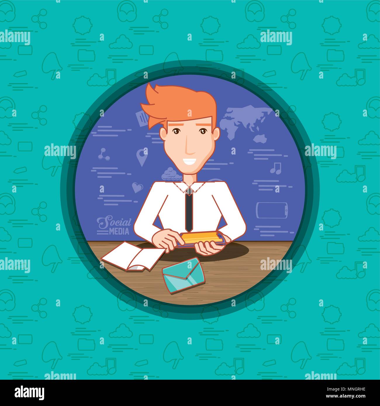 cartoon businessman over blue background, colorful design. vector ...