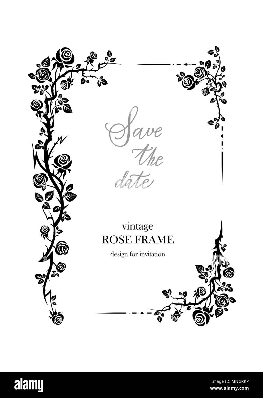 Vintage border roses Black and White Stock Photos & Images - Alamy