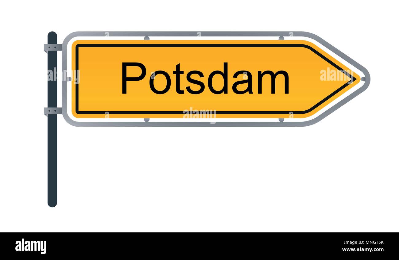 Potsdam city yellow German street sign illustration isolated on white ...