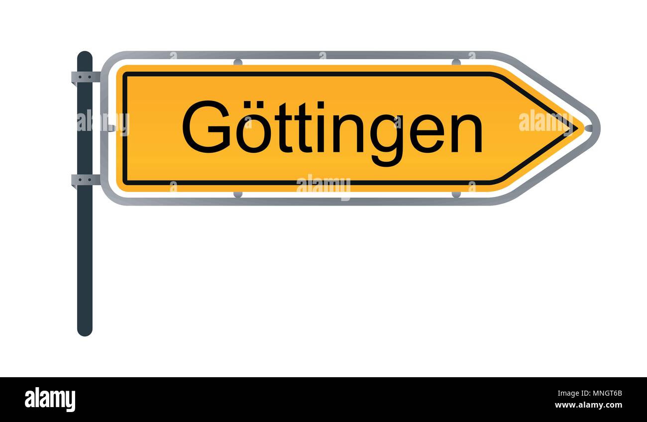 Goettingen city yellow German street sign illustration isolated on ...