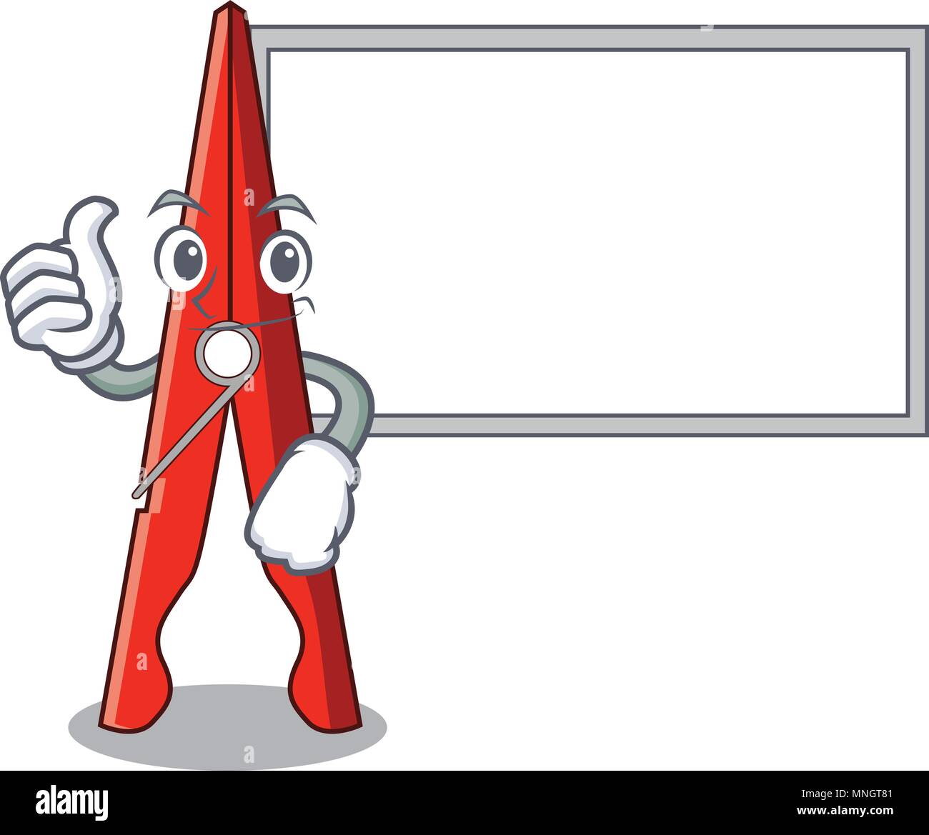 Thumbs up with board clothes peg character cartoon vector illustration ...