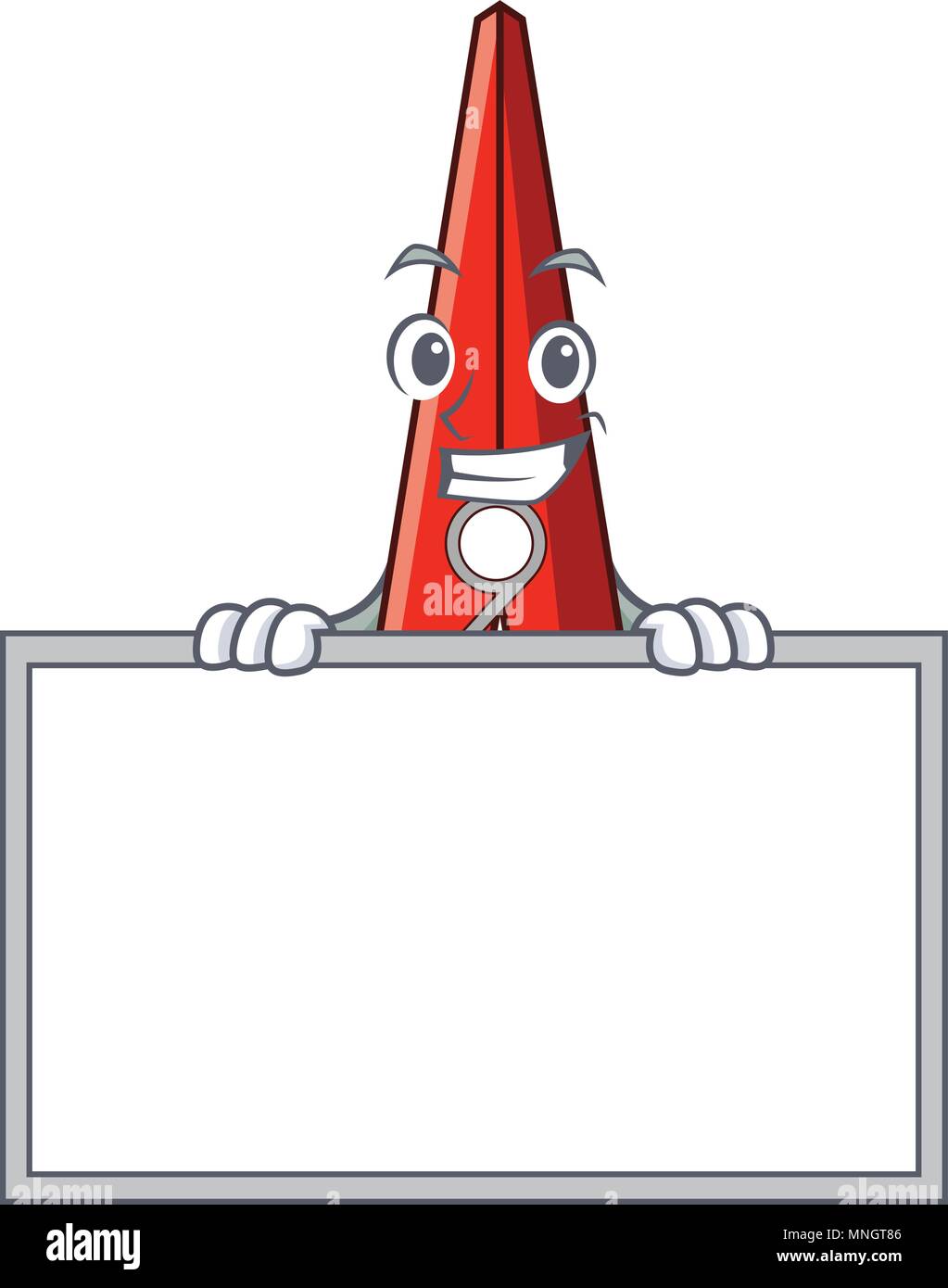 Grinning with board clothes peg character cartoon vector illustration ...