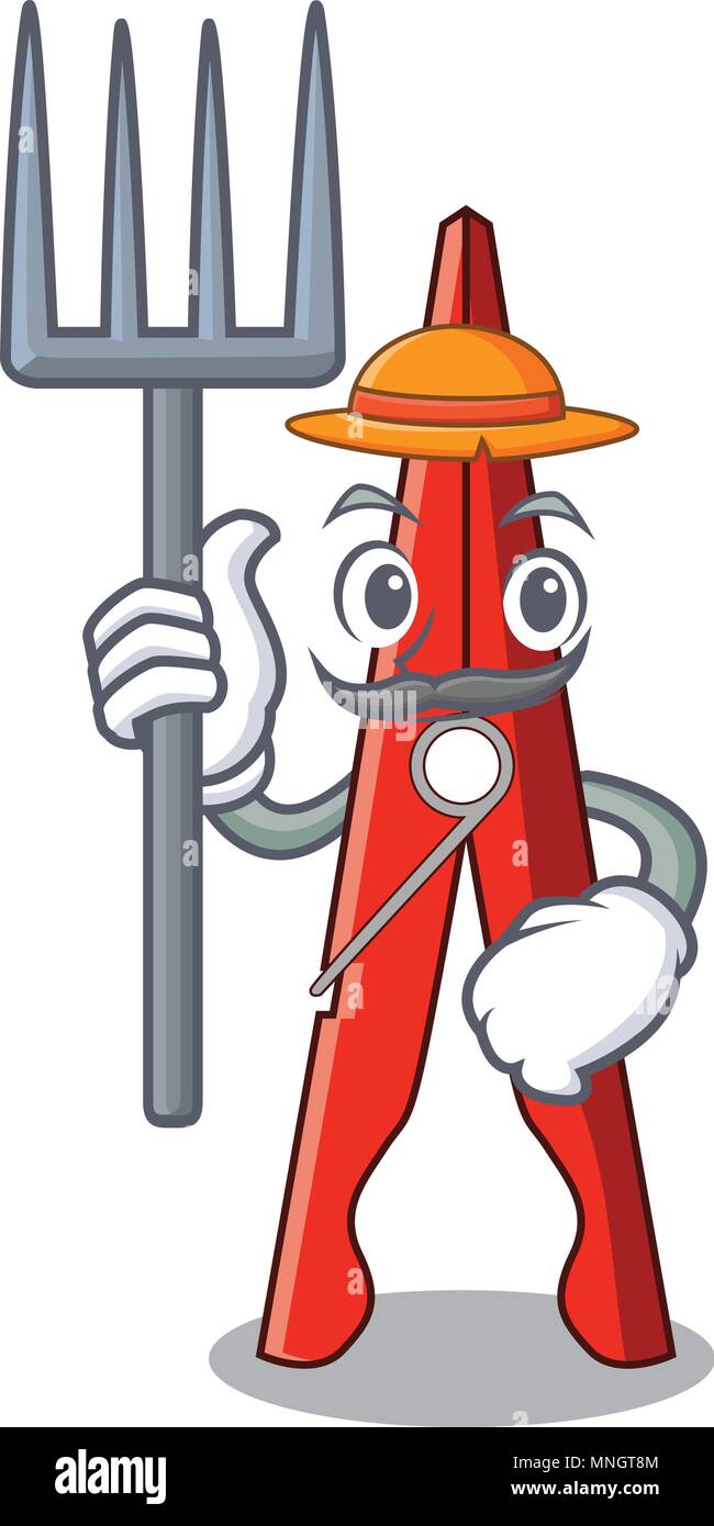 Farmer clothes peg character cartoon vector illustration Stock Vector ...