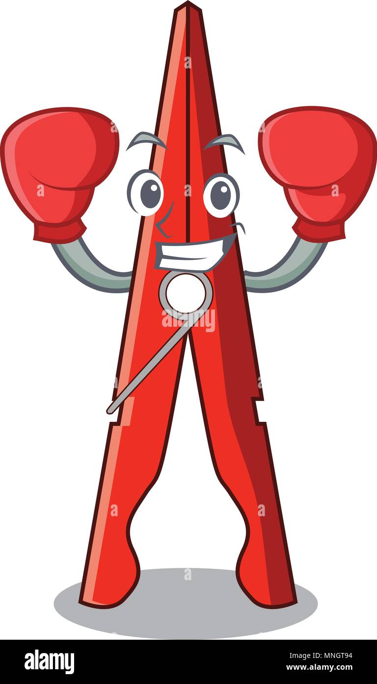 Boxing clothes peg character cartoon vector illustration Stock Vector ...
