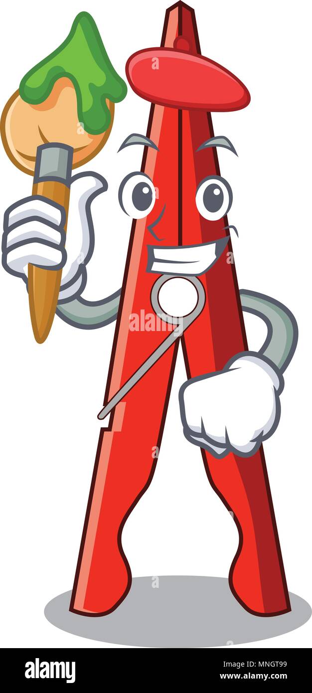 Artist clothes peg character cartoon vector illustration Stock Vector ...