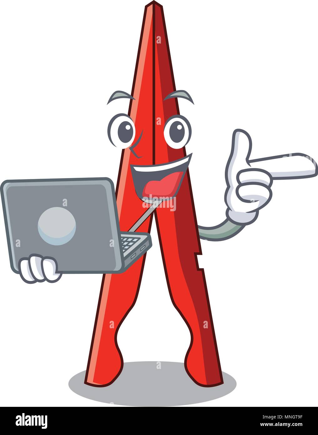 With laptop clothes peg character cartoon vector illustration Stock ...