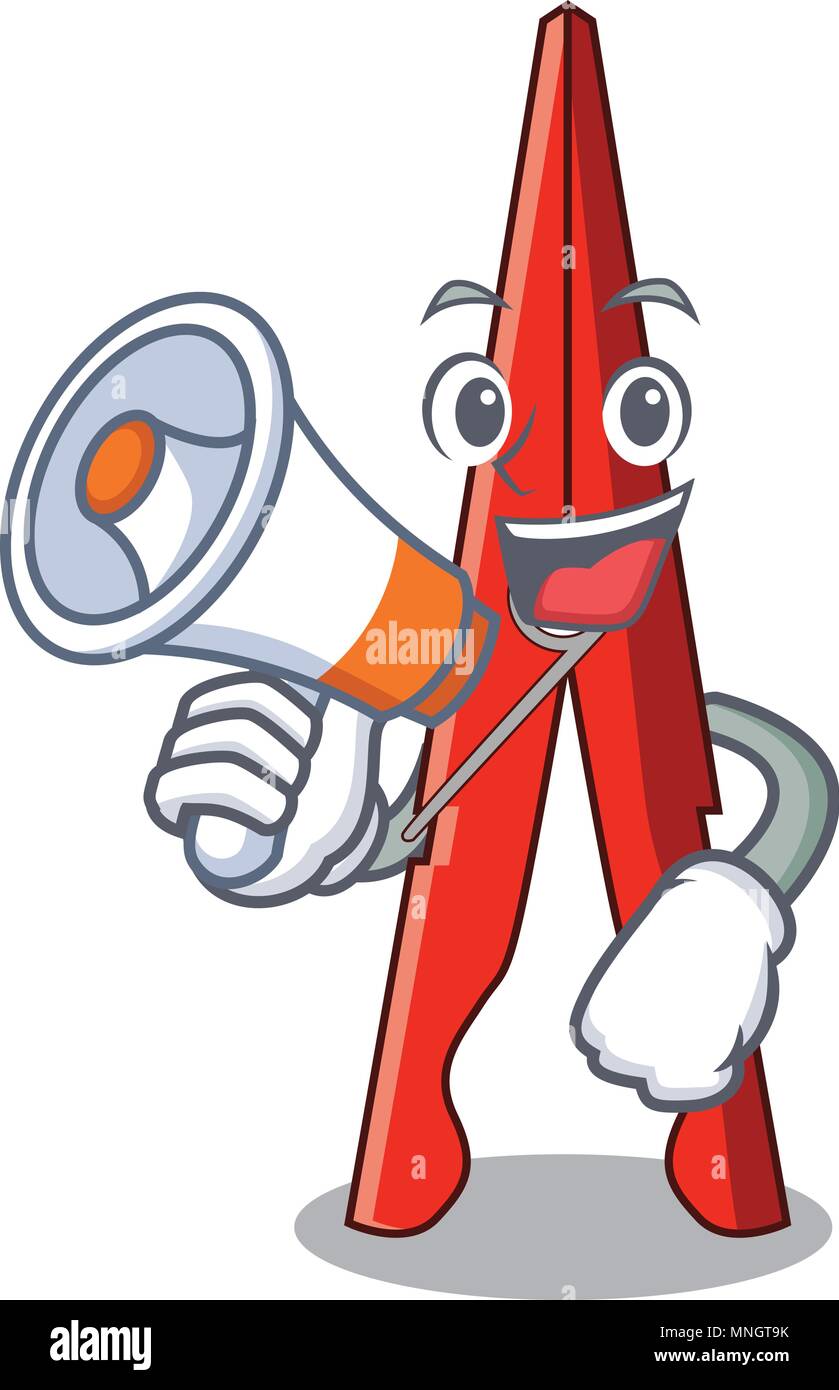 With megaphone clothes peg character cartoon vector illustration Stock ...