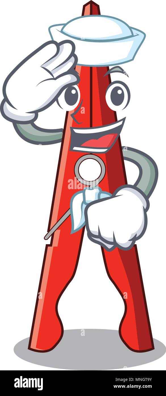 Sailor clothes peg character cartoon vector illustration Stock Vector ...