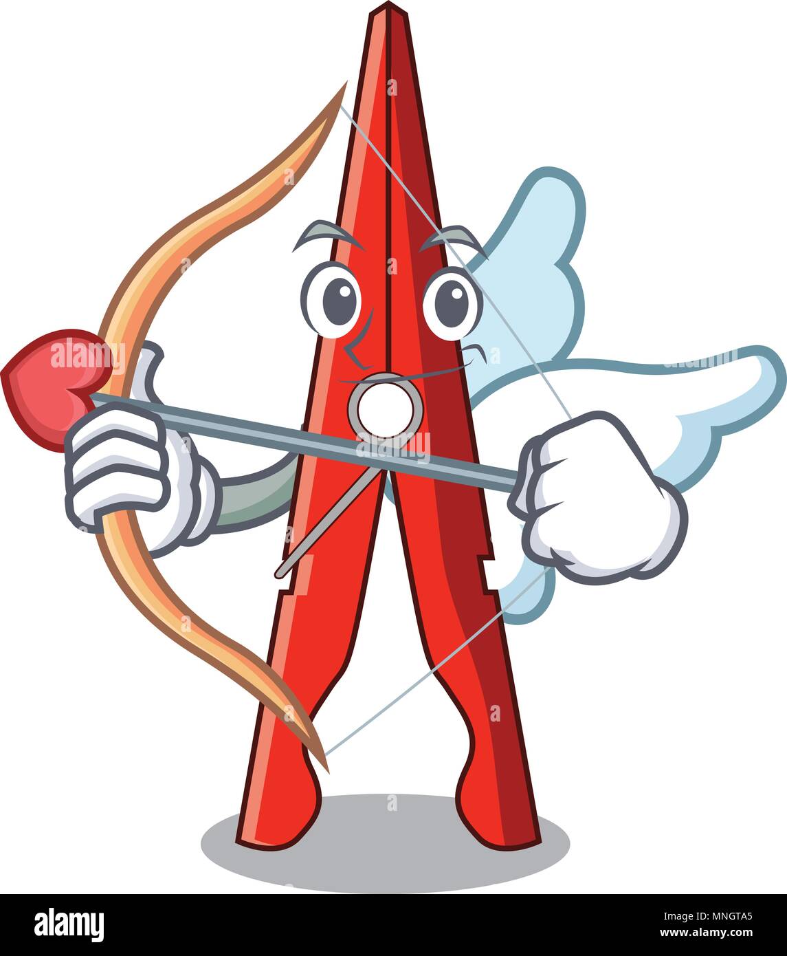 Cupid clothes peg character cartoon vector illustration Stock Vector ...