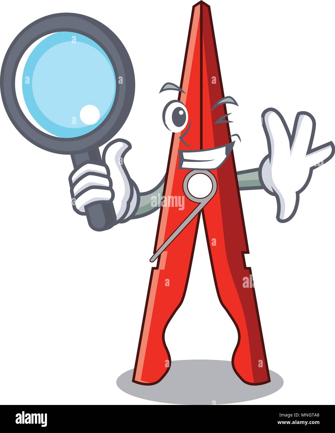 Detective clothes peg character cartoon vector illustration Stock ...