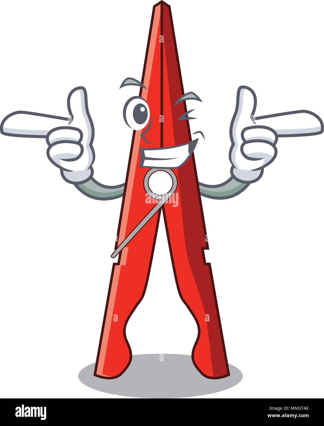 Wink clothes peg character cartoon vector illustration Stock Vector ...