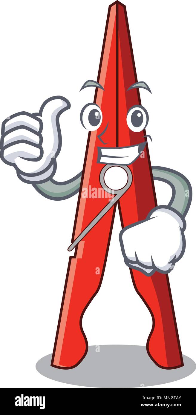 Thumbs up clothes peg character cartoon vector illustration Stock ...