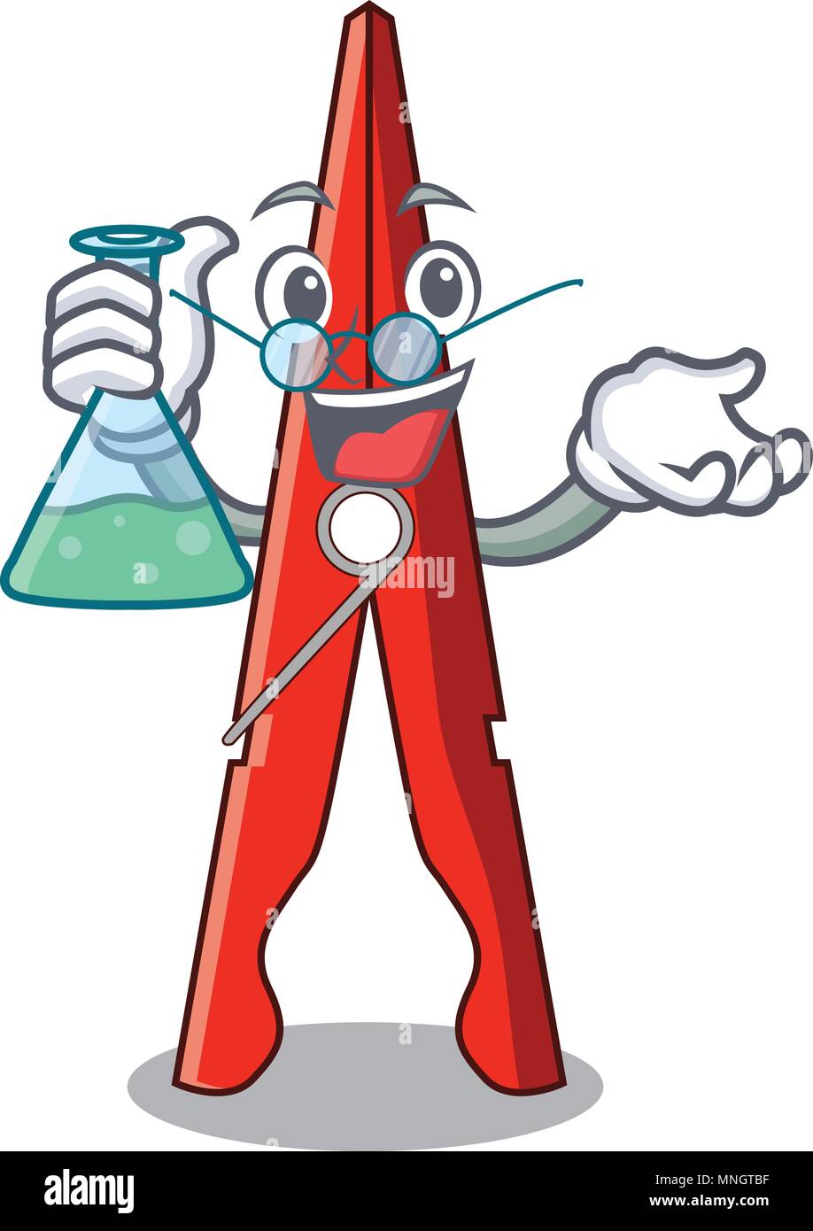 Professor clothes peg character cartoon vector illustration Stock ...