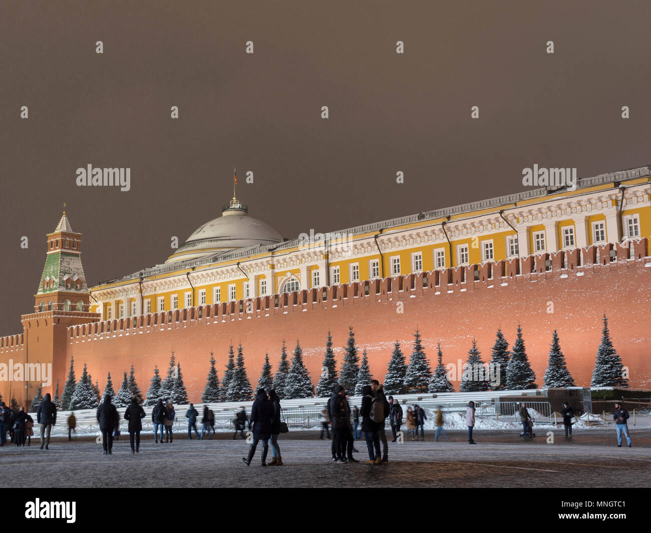 Kremlin Moscow Dome of Senate building Russian Flag tower Stock Photo ...