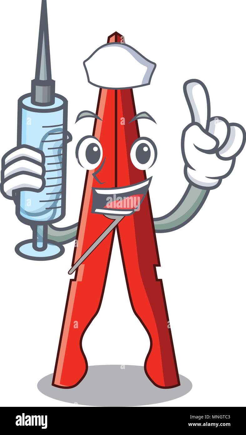 Nurse clothes peg character cartoon vector illustration Stock Vector ...