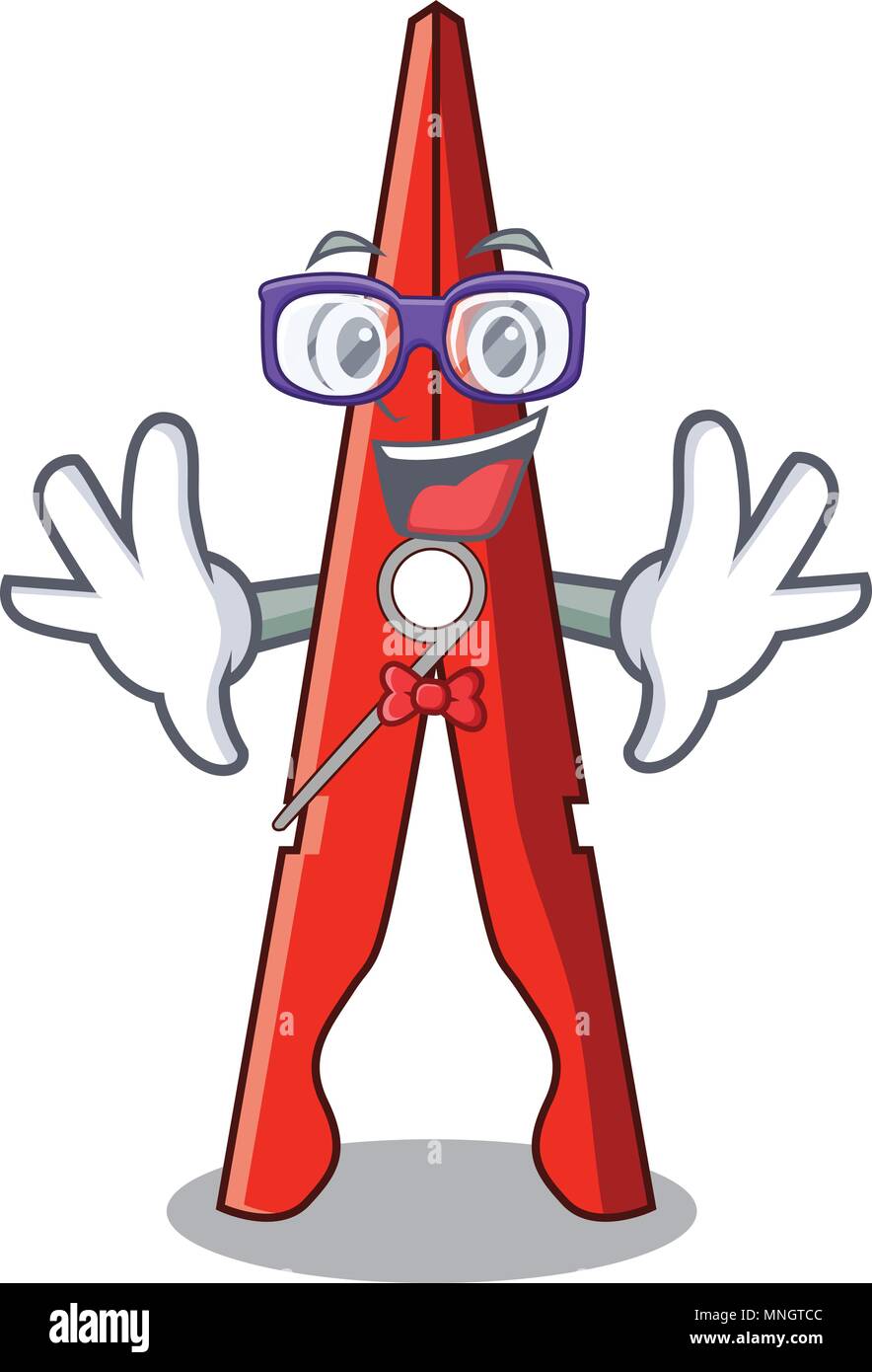 Geek clothes peg character cartoon vector illustration Stock Vector ...
