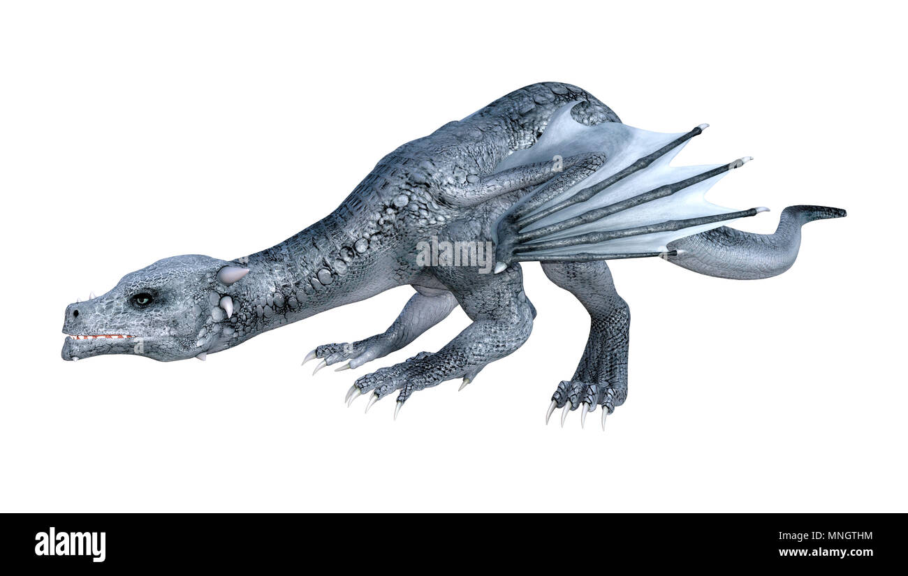 3D rendering of a fantasy dragon whelp isolated on white background ...