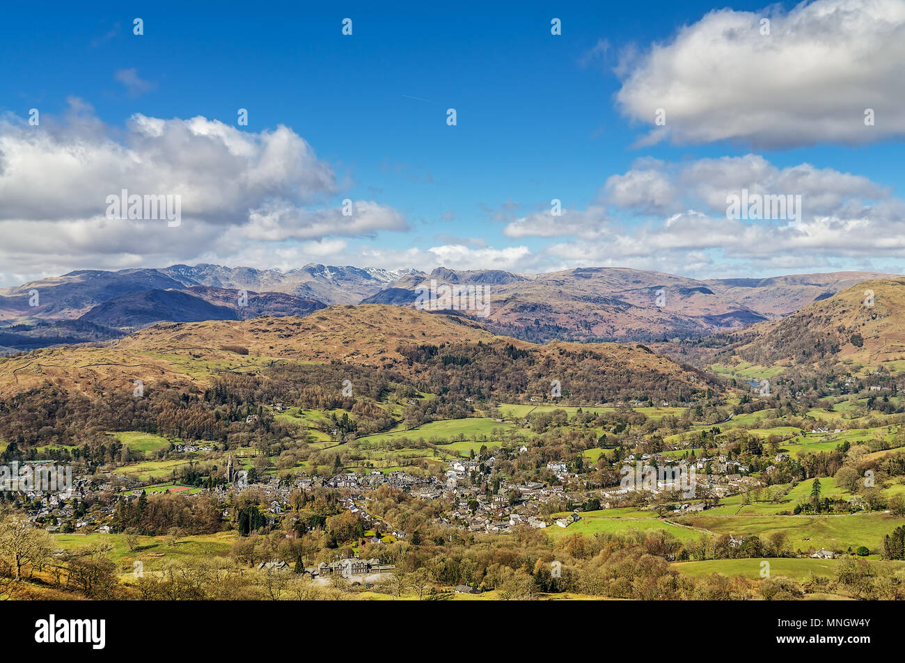 A view from Wansfell Pike looking towards the Langdale fells Stock ...