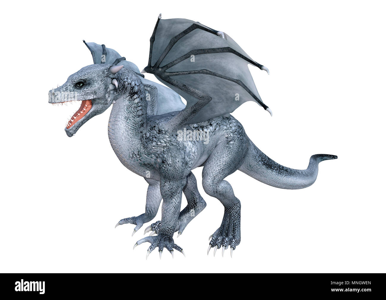3D rendering of a fantasy dragon whelp isolated on white background ...