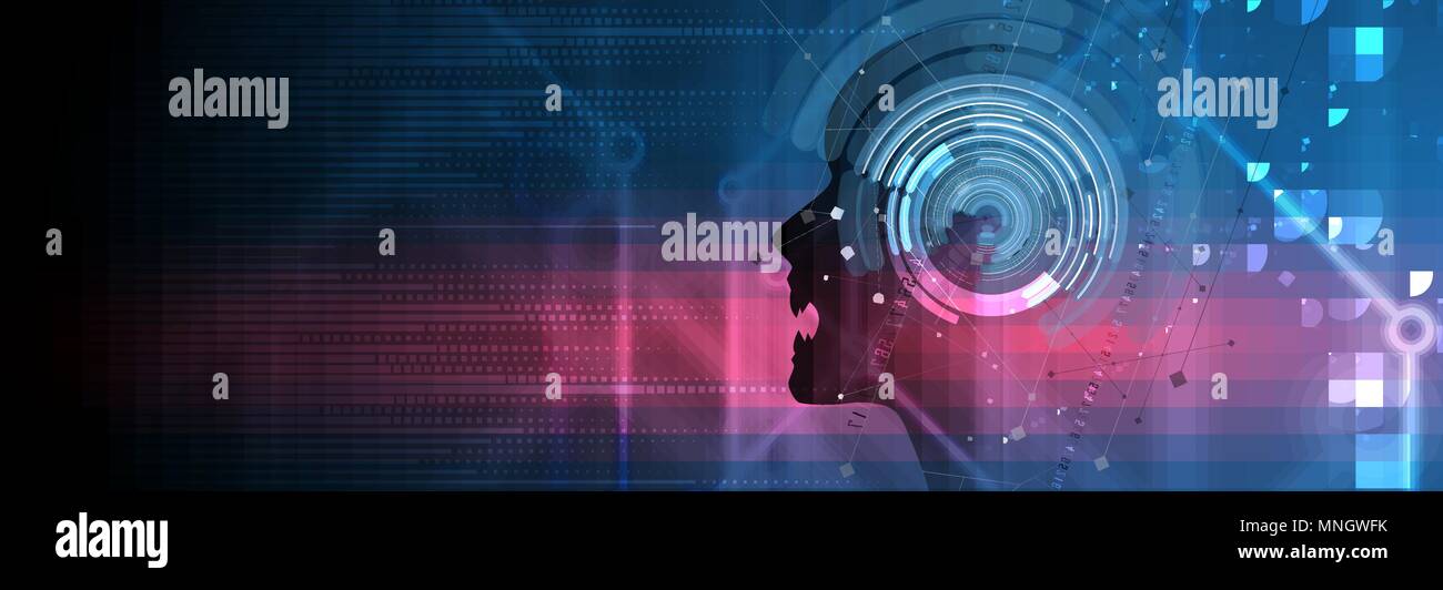 Artificial intelligence like vampire. Technology web background ...