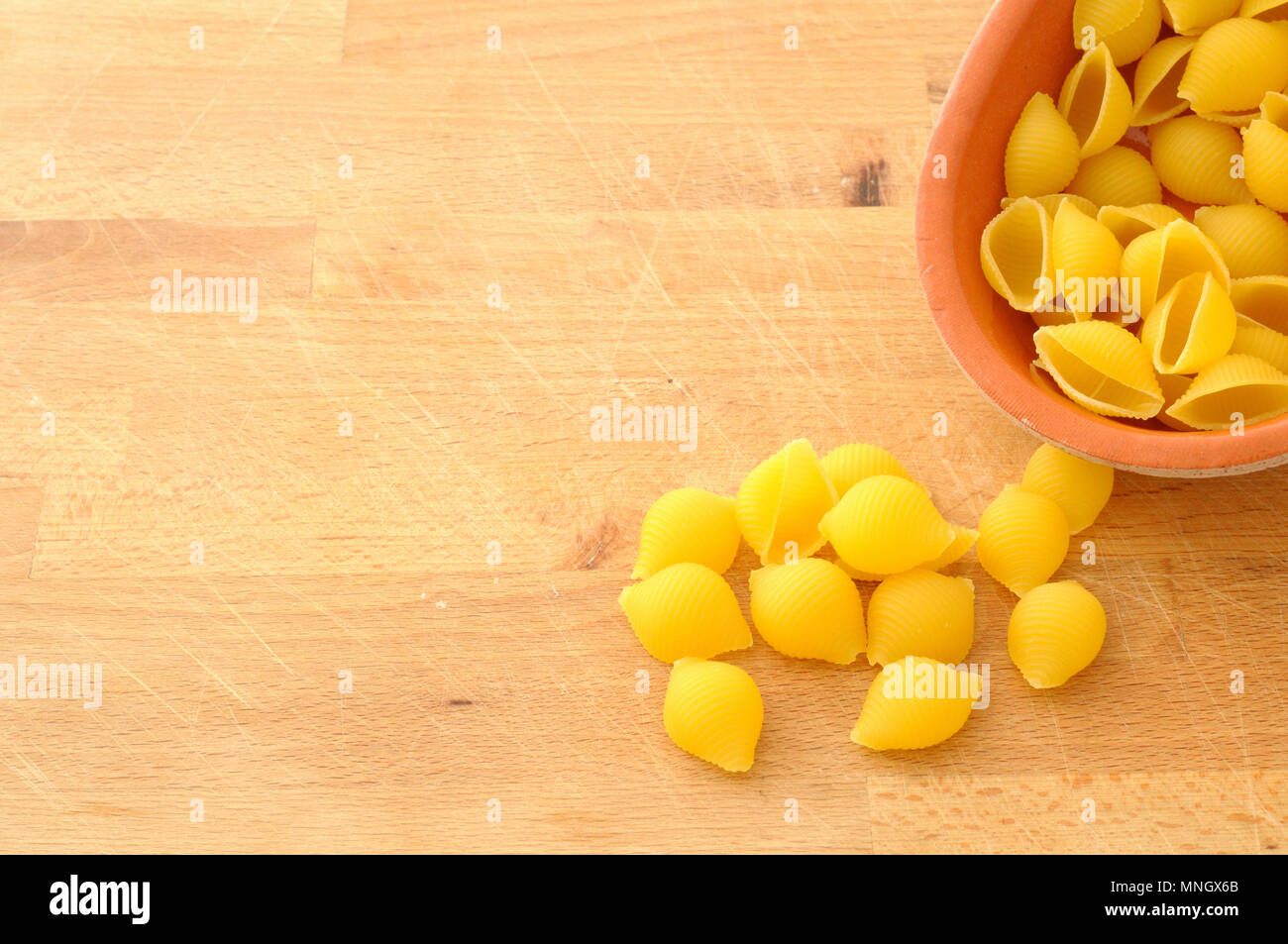 conchigliette, italian type of pasta, made like a seashell, overturned ...